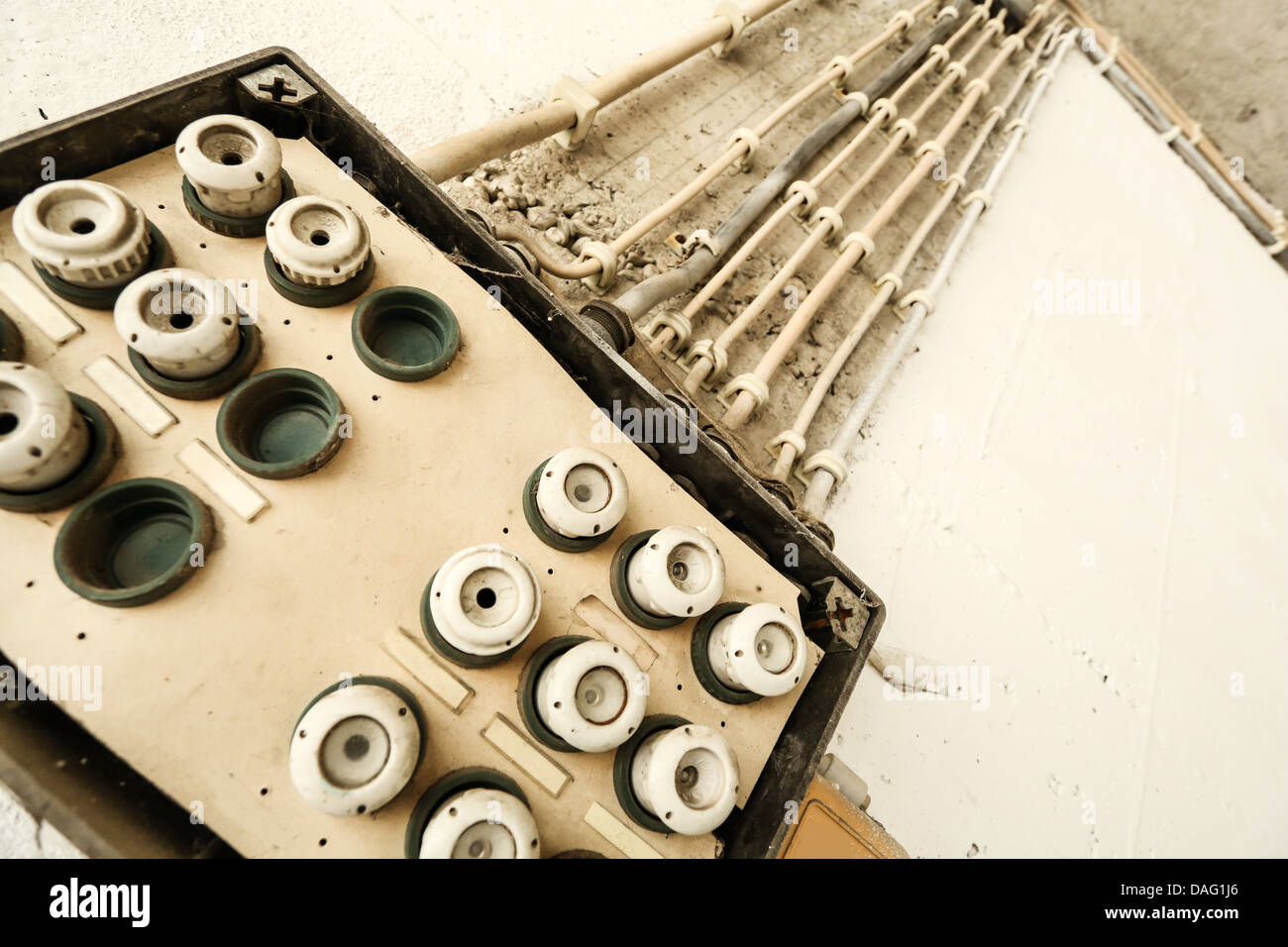 A old electricity installation with cables Stock Photo - Alamy