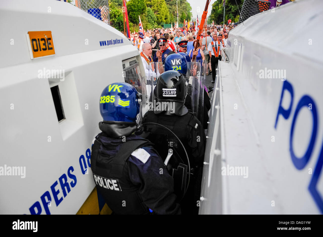 Belfast, Northern Ireland, 12th July 2013 - PSNI use armoured ...