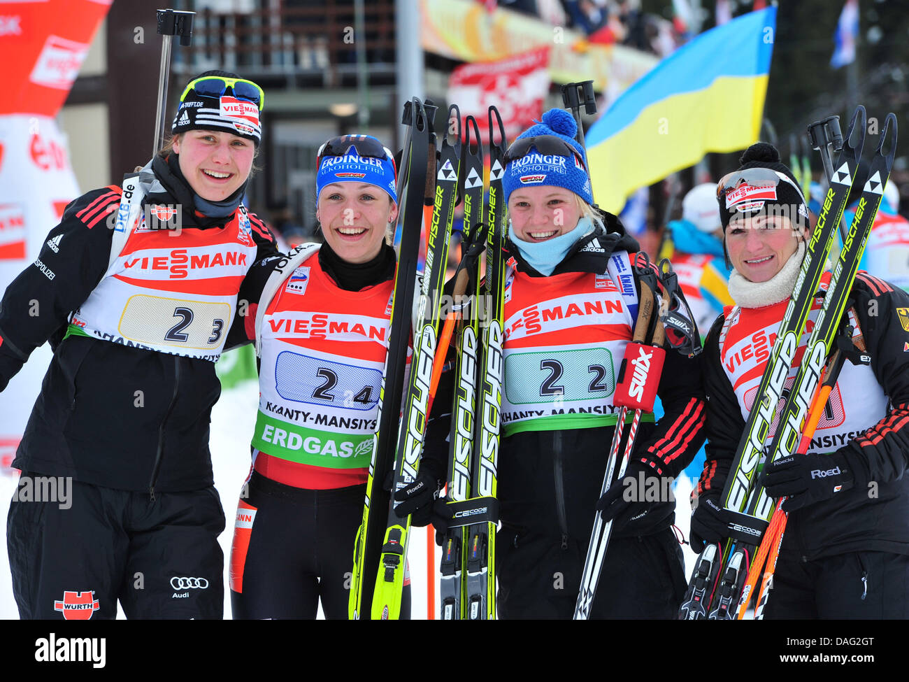 Tina Bachmann, Magdalena Neuner, Miriam Goessner and Andrea Henkel of ...