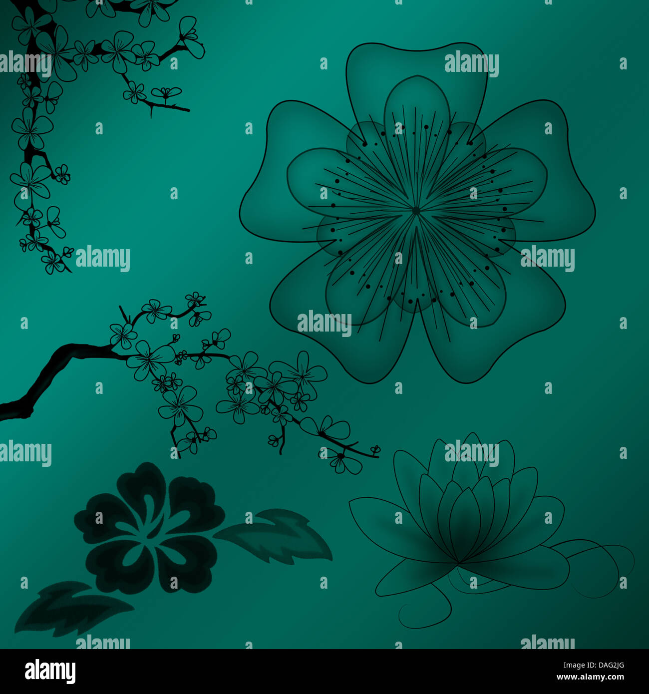 Beautiful illustrated flower background design with gradient Stock ...