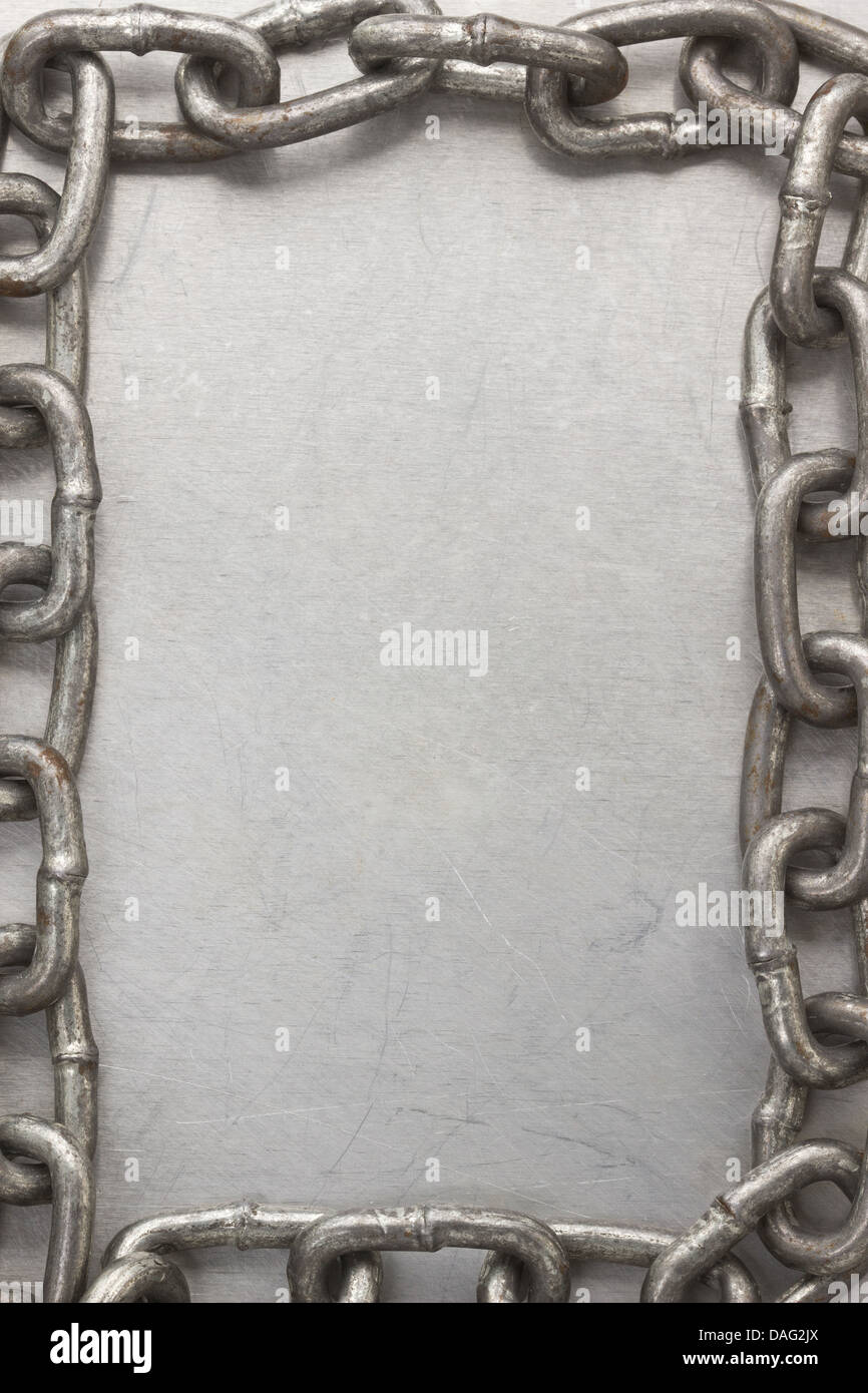 chain frame on metal texture background Stock Photo - Alamy