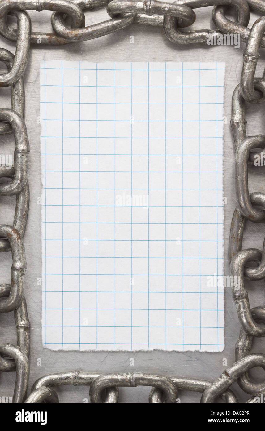 chain and paper on metal texture Stock Photo - Alamy