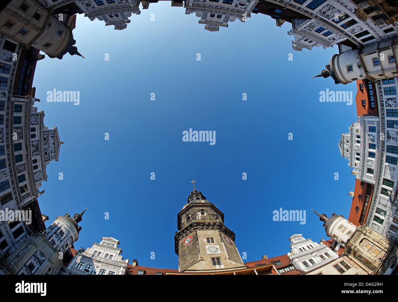 A worm's-eye view of the Residential Castle in Dresden, Germany, 01 ...