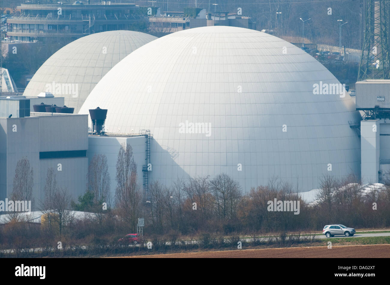 The picture shows the two pressurized water reactors of the nuclear ...