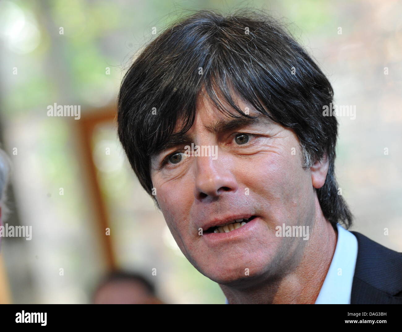 German national soccer coach Joachim Loew makes a press statement after ...