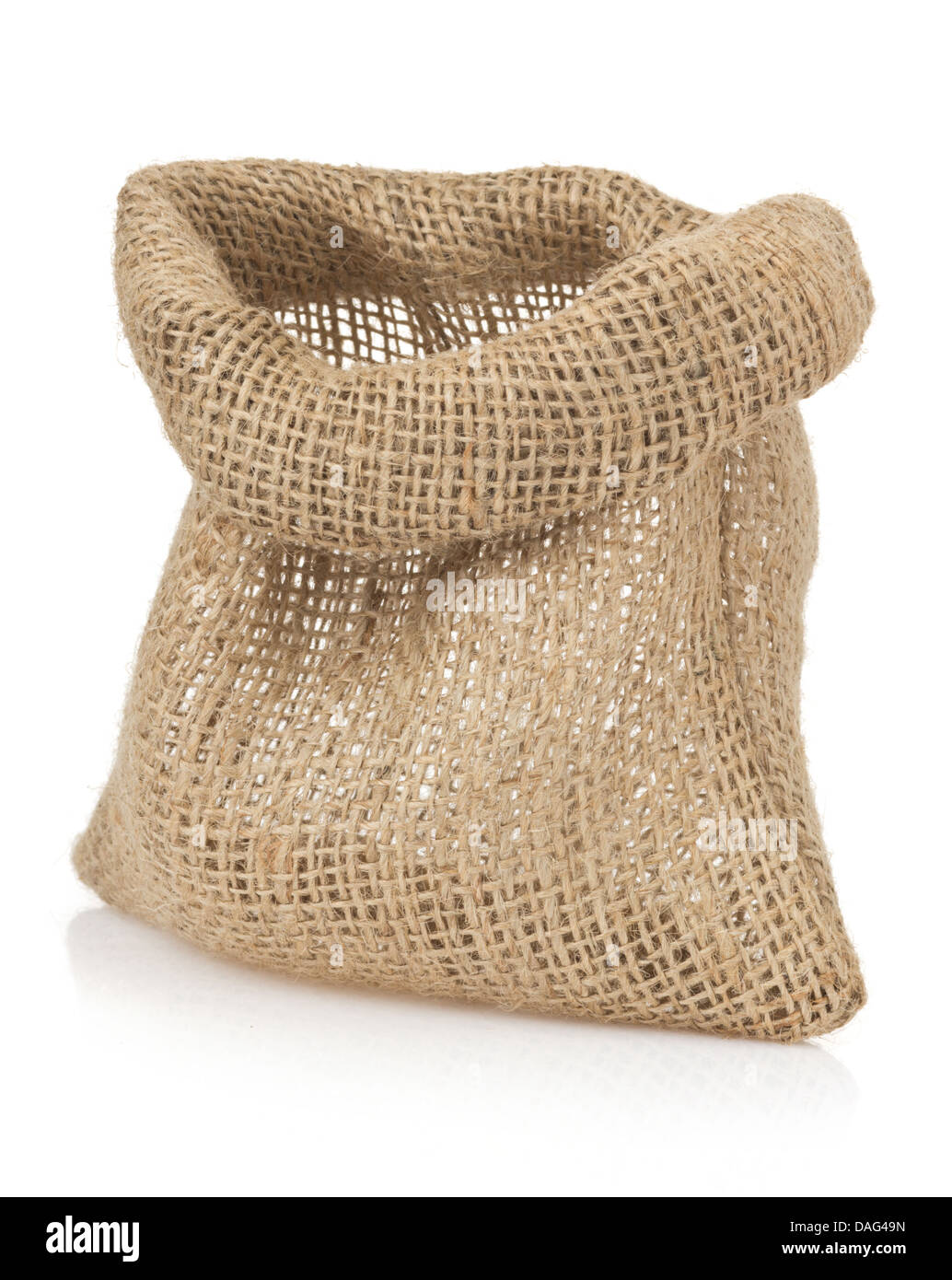 empty burlap sack bag isolated on white background Stock Photo - Alamy