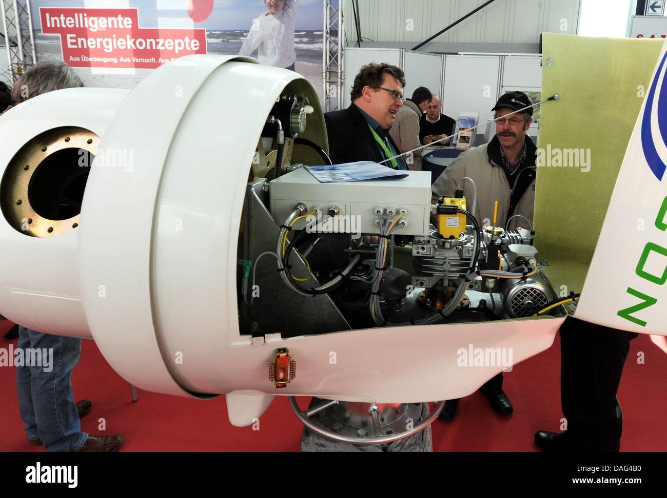 The interior of a small wind turbine is presented at the International ...
