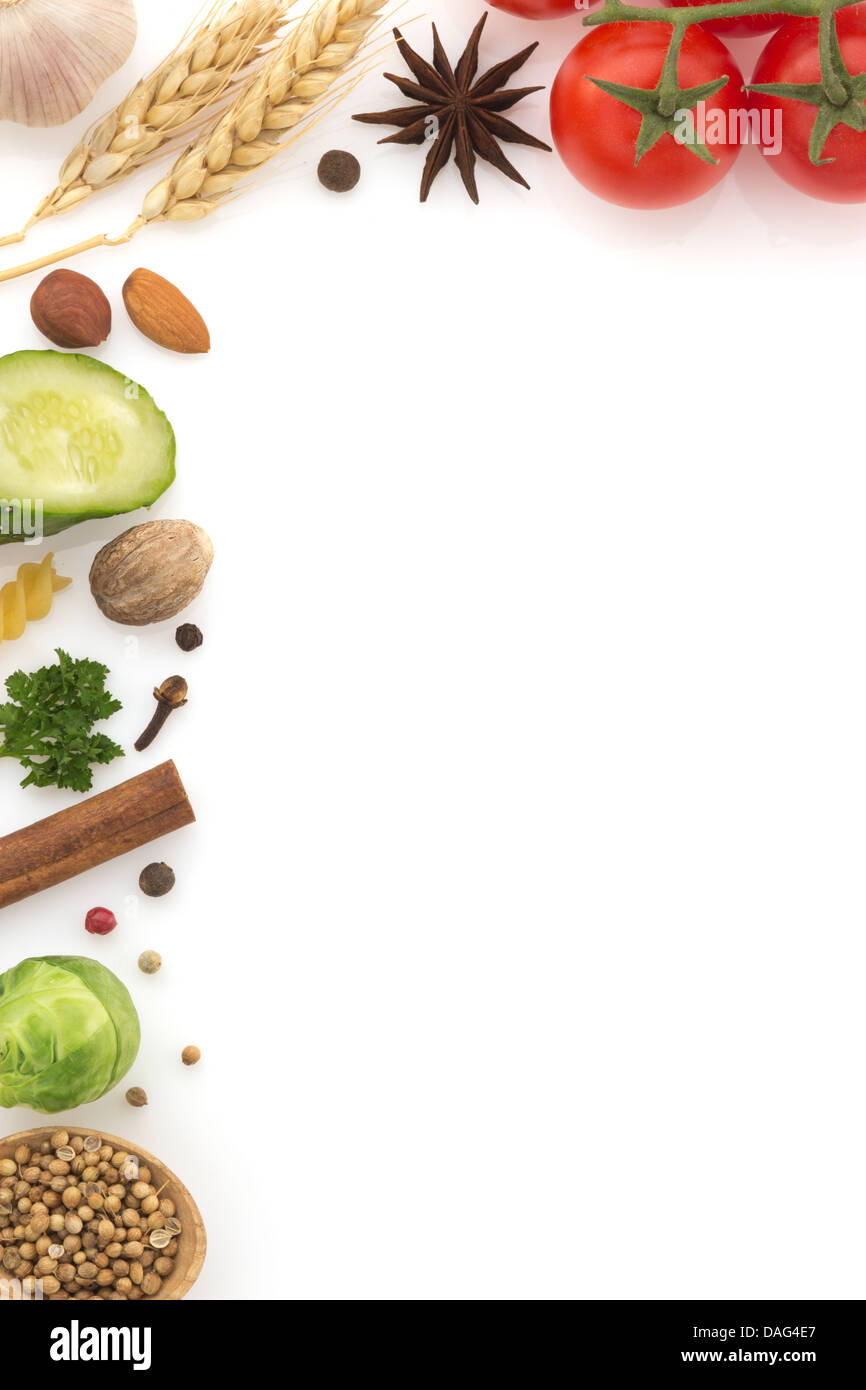 food ingredients and spices isolated on white background Stock Photo ...