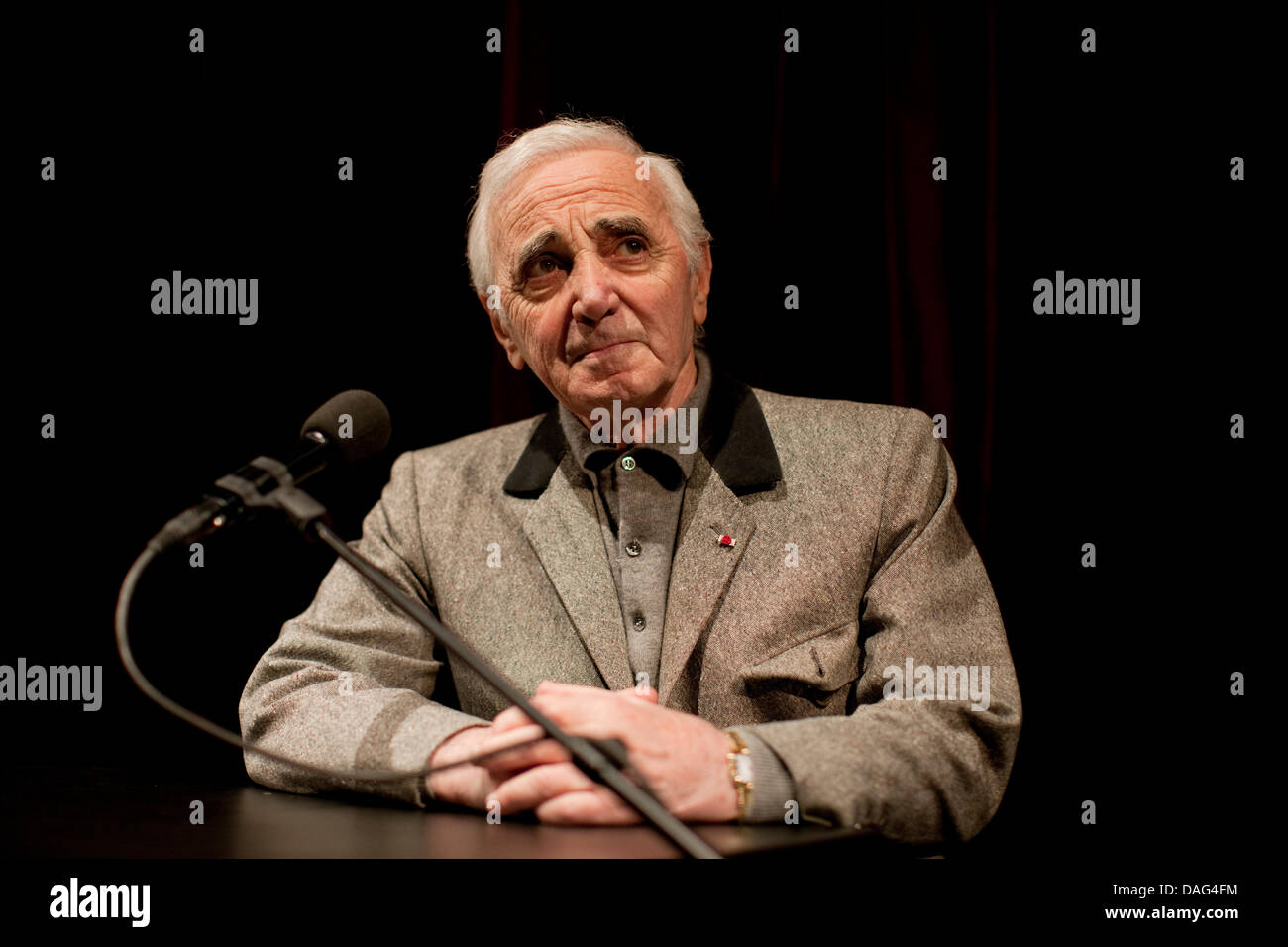 French singer Charles Aznavour reads from his book at literature ...