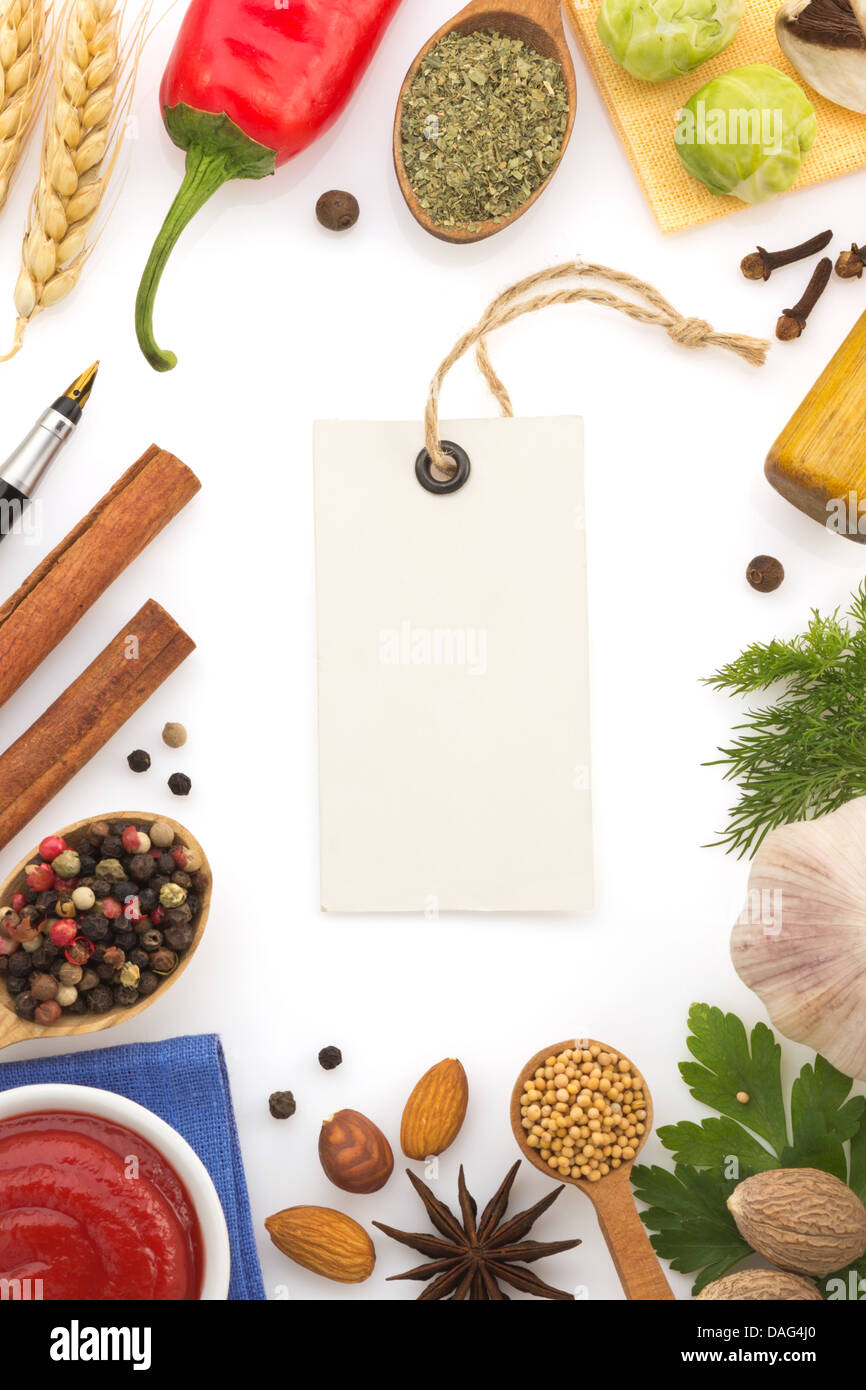 food ingredients and spices isolated on white background Stock Photo ...