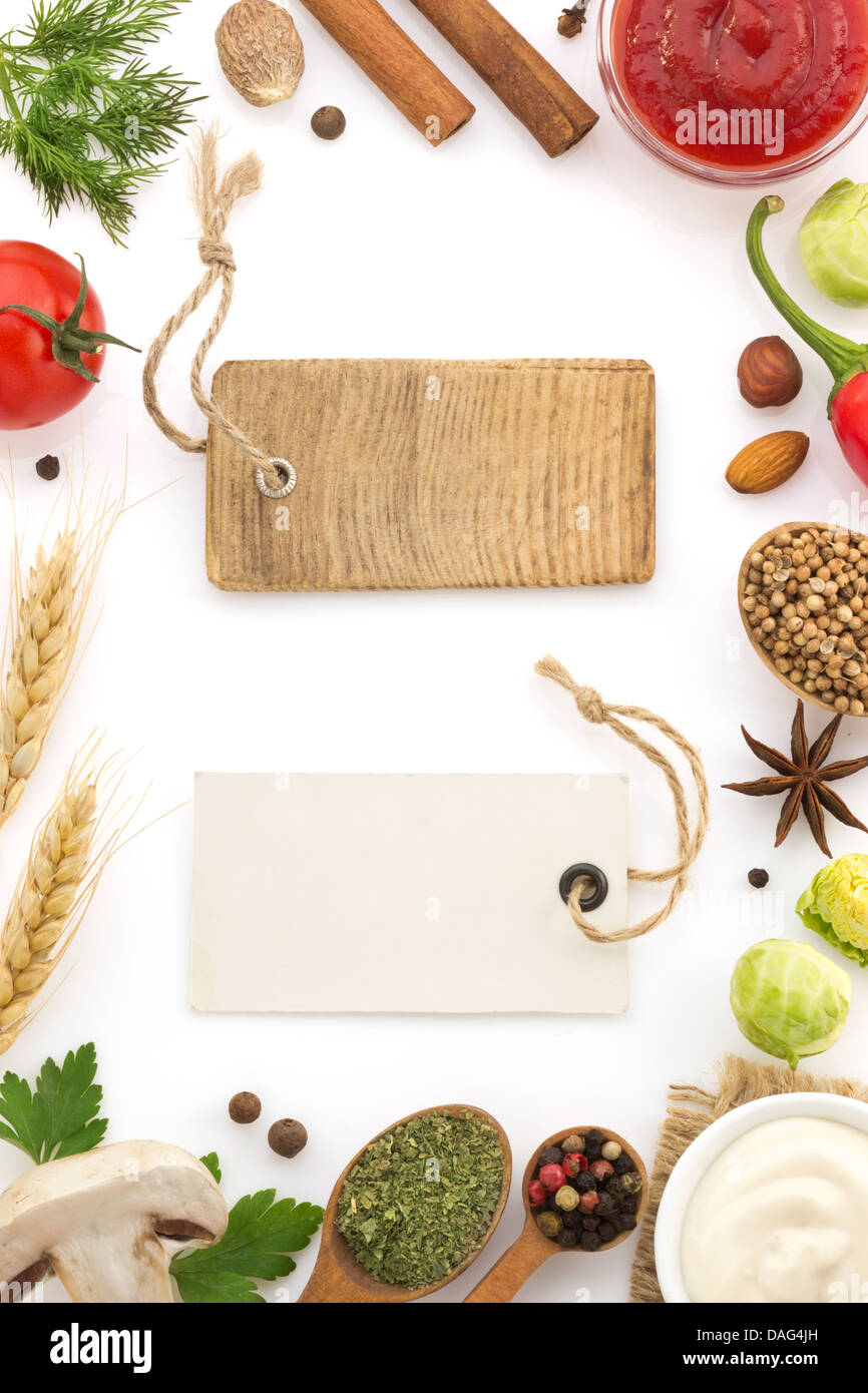 food ingredients and spices isolated on white background Stock Photo ...