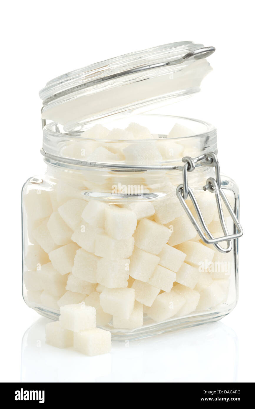 sugar cubes in pot isolated on white background Stock Photo - Alamy
