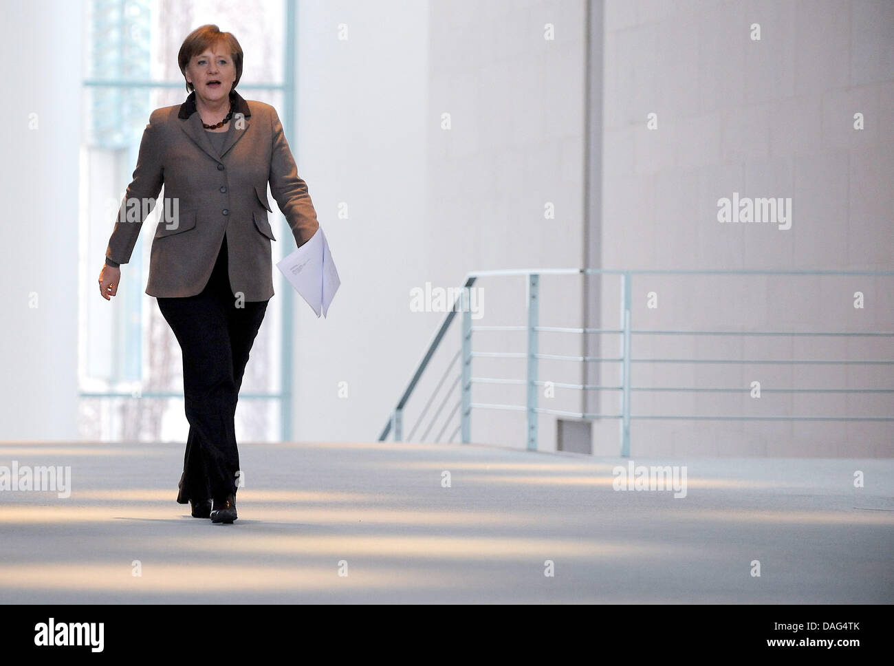 German Chancellor Angela Merkel arrives for a press statement on the ...