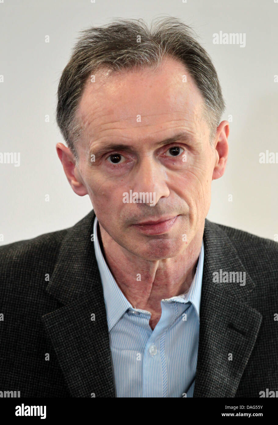 The Serbian author David Albahari poses at the Serbian booth during the ...