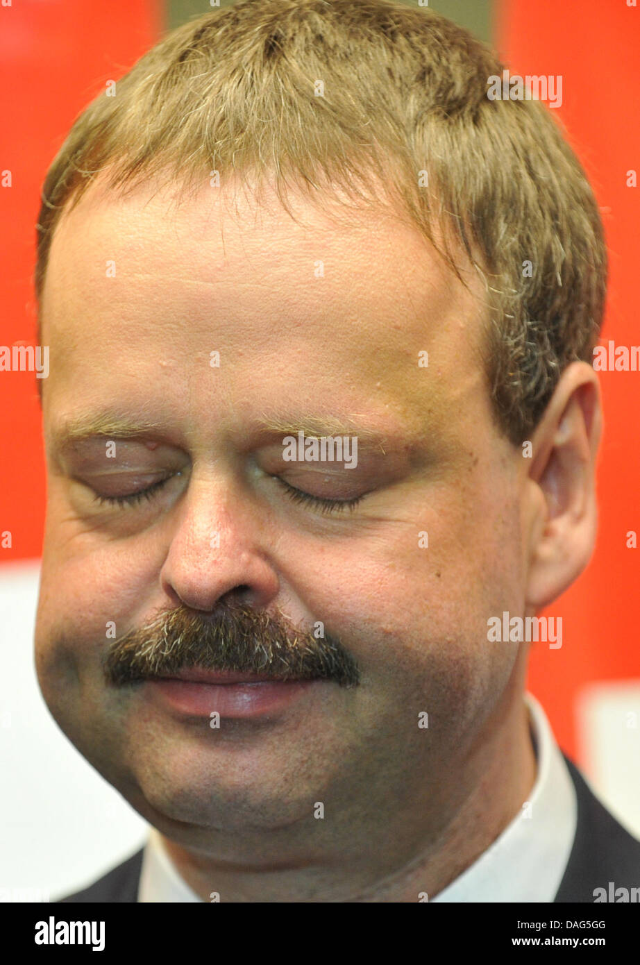 Wulf Gallert (Die Linke) gives an interview after the announcement of a ...