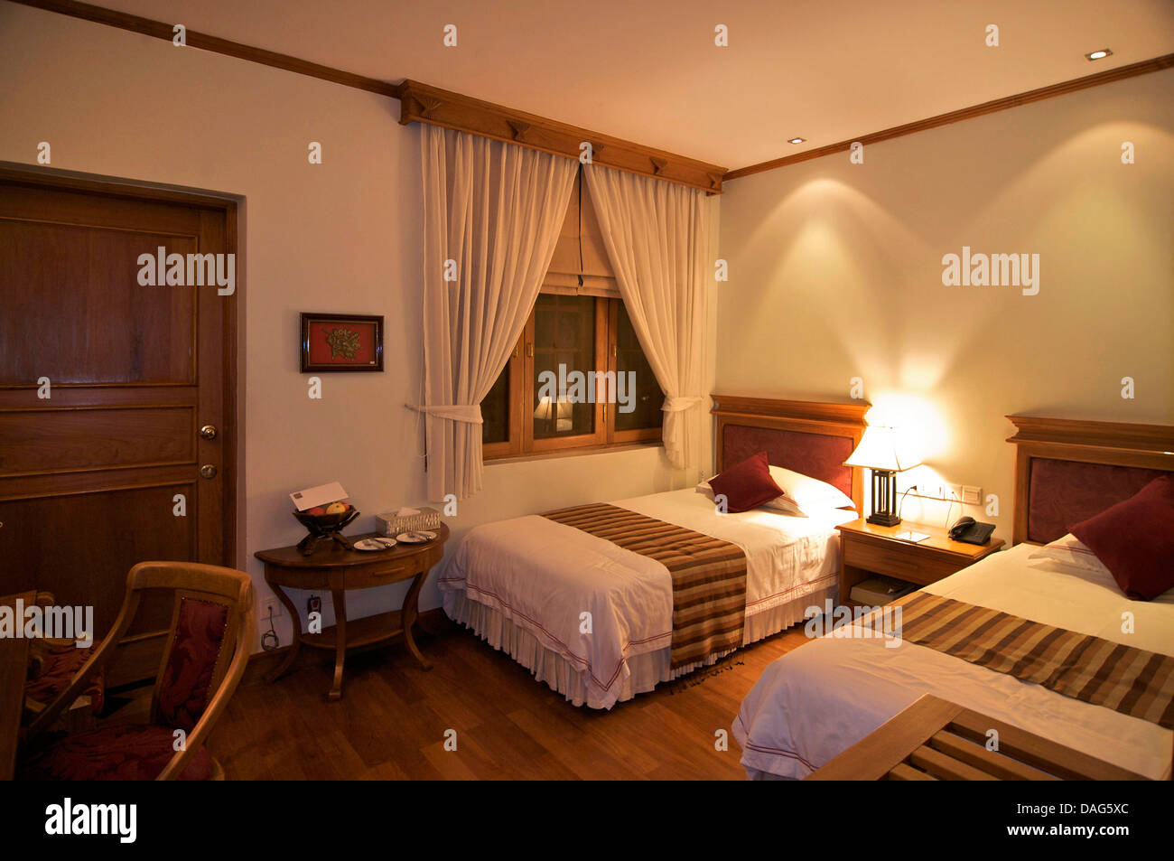 Guests room in the Hotel by the Red Canal, Mandalay, Burma. Myanmar. S ...