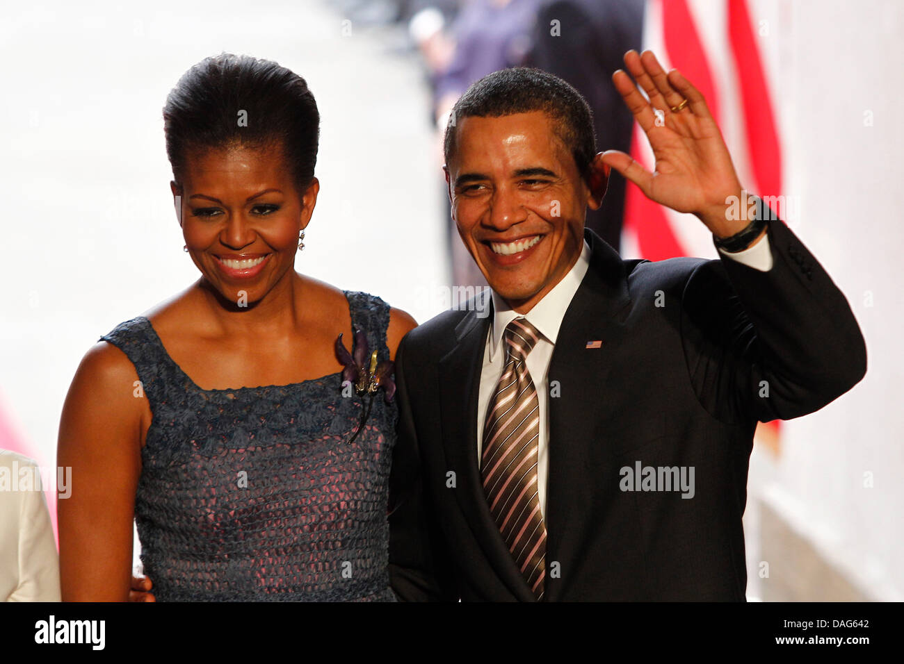 US President Barack Obama and his wife, Michelle Obama are pictured at ...