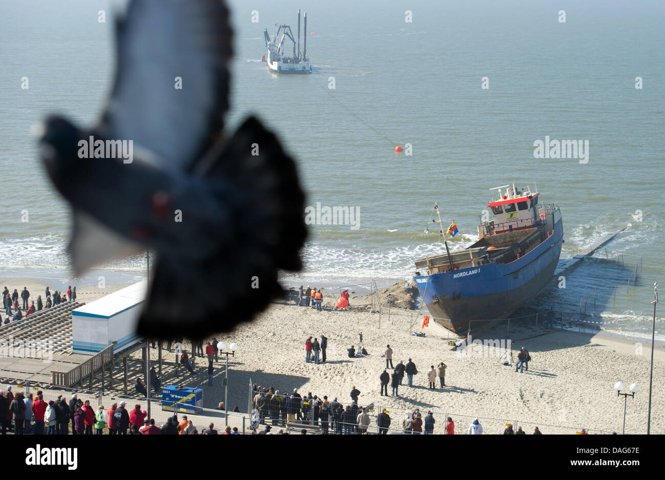 A special ship anchors before the coast of German North Sea island ...