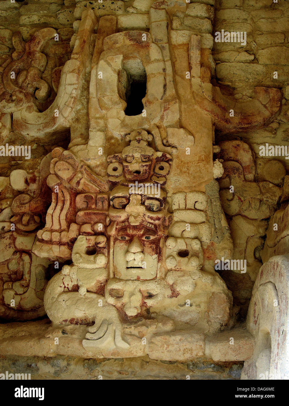 America, Mexico, Campeche State, Becan, archaeological mayan site ruins ...