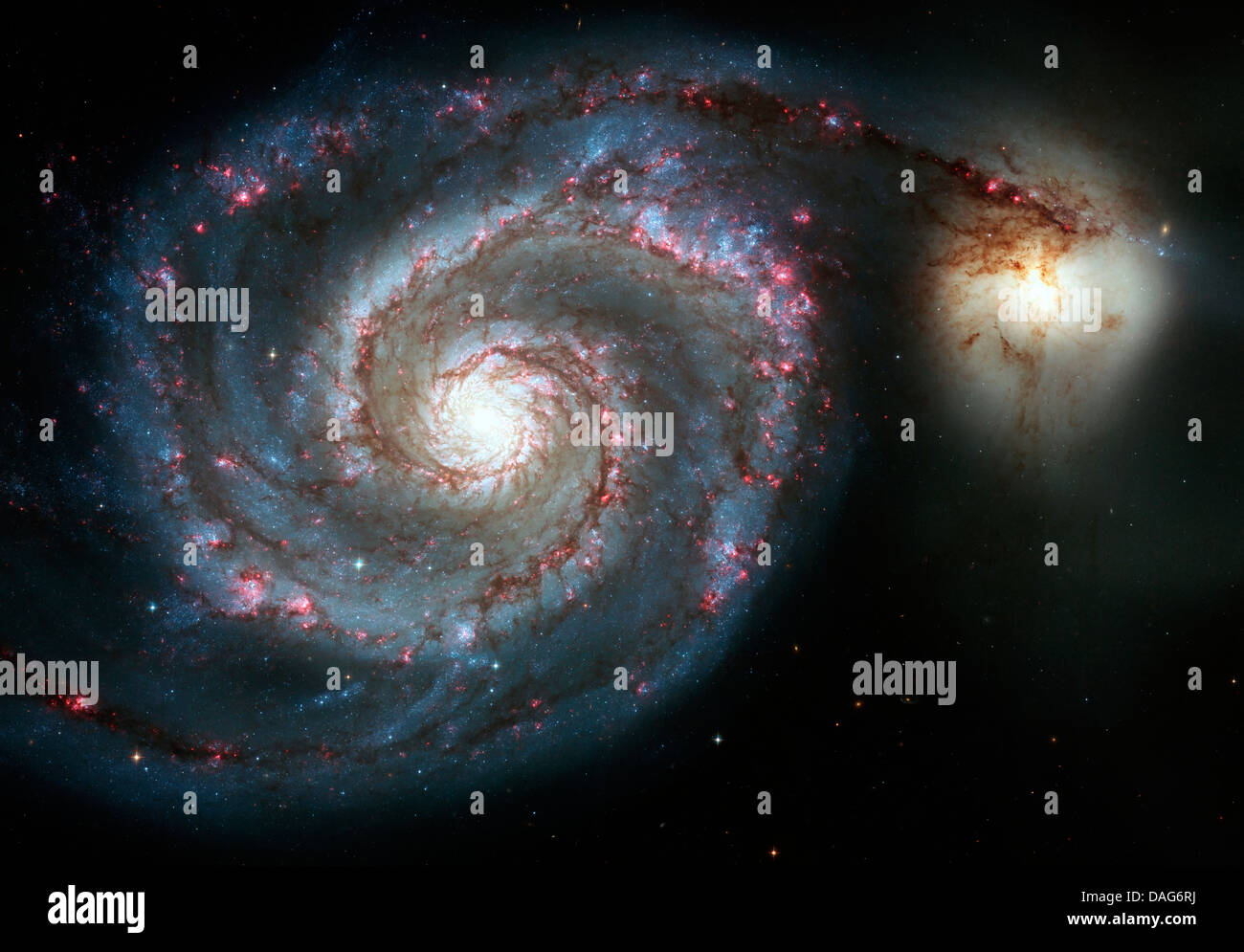 Spiral galaxy M51 (NGC 5194), the Whirlpool Galaxy in Canes Venatici ...