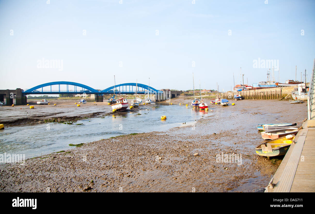 Creative shot of Foryd / Voryd Harbour, Rhyl bridge taken at low tide ...