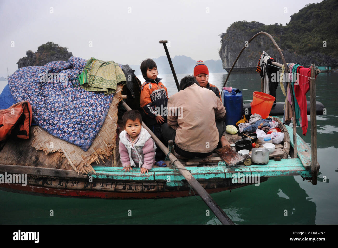 Life on a boat, Halong Bay, Vietnam Stock Photo - Alamy
