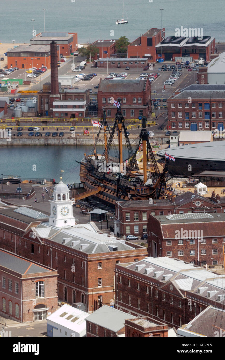 An aerial view of Portsmouth Historic Dockyard and Royal Navy base on ...