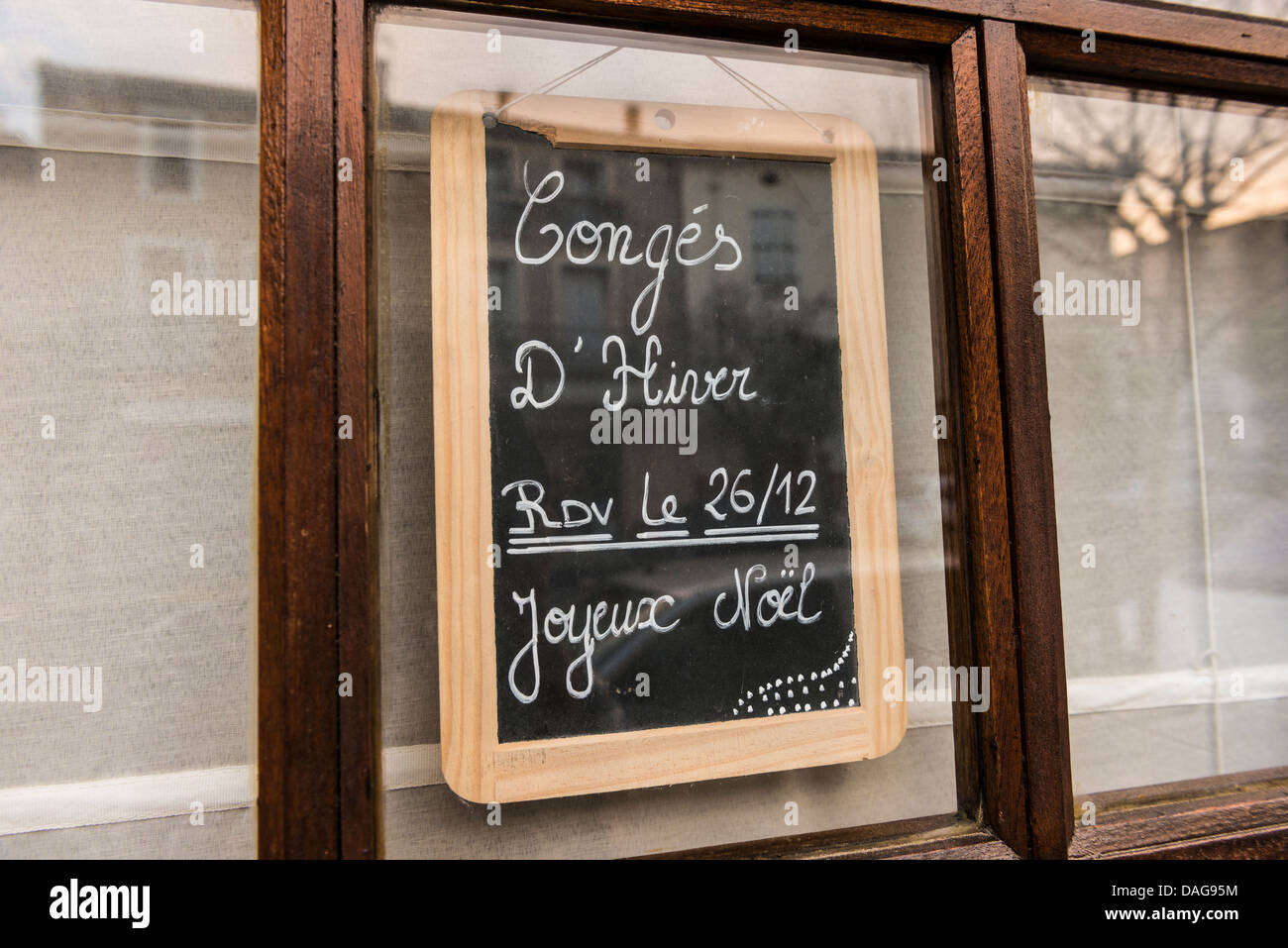 handwritten sign 'Closed for winter holiday' at a restaurant, Village ...