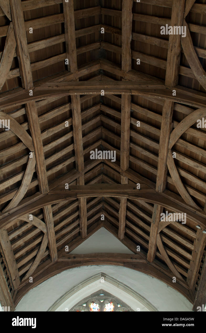 Wooden roof in St. Mary`s Church, Long Crendon, Buckinghamshire, UK ...