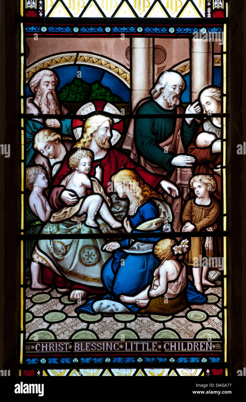 Christ blessing little children stained glass, St. Paul`s Church ...