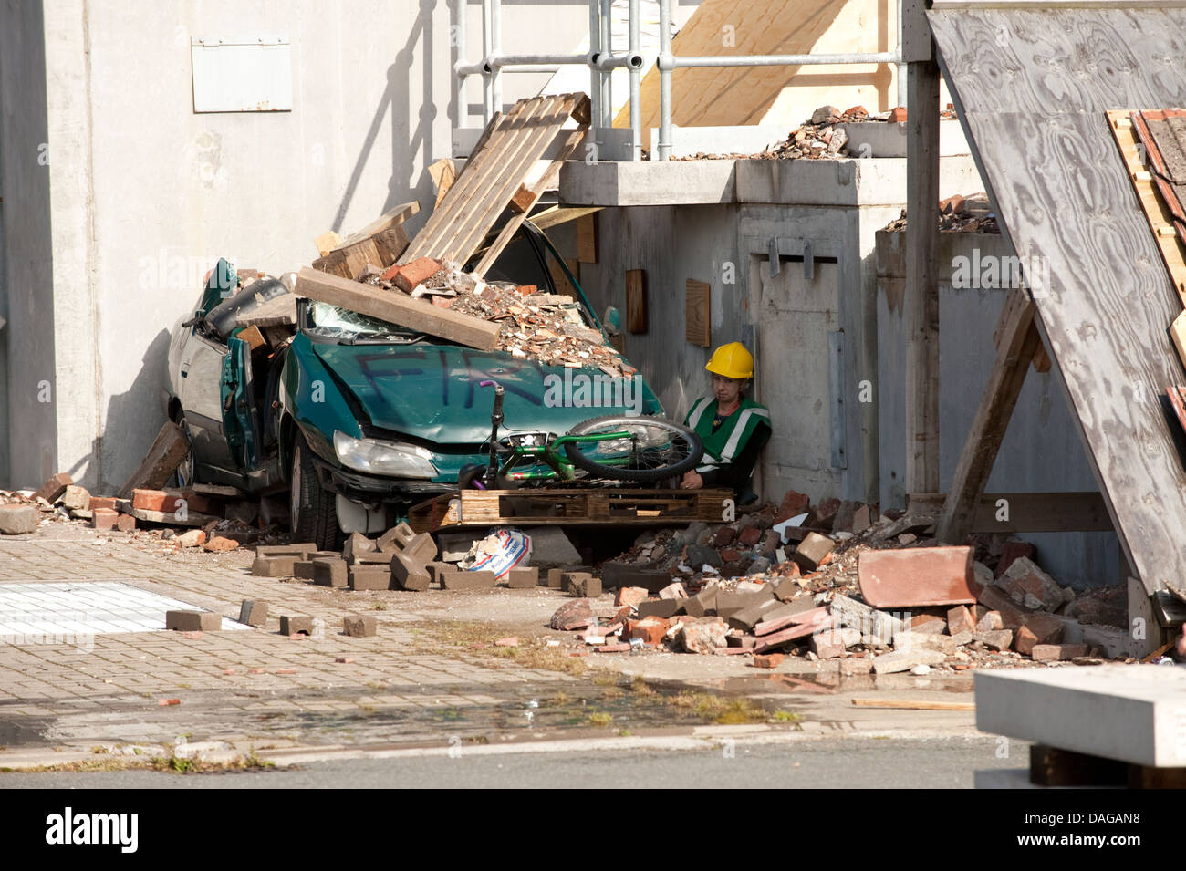 USAR Building Collapse Rescue Crushed Car Person - SIMULATION Stock ...