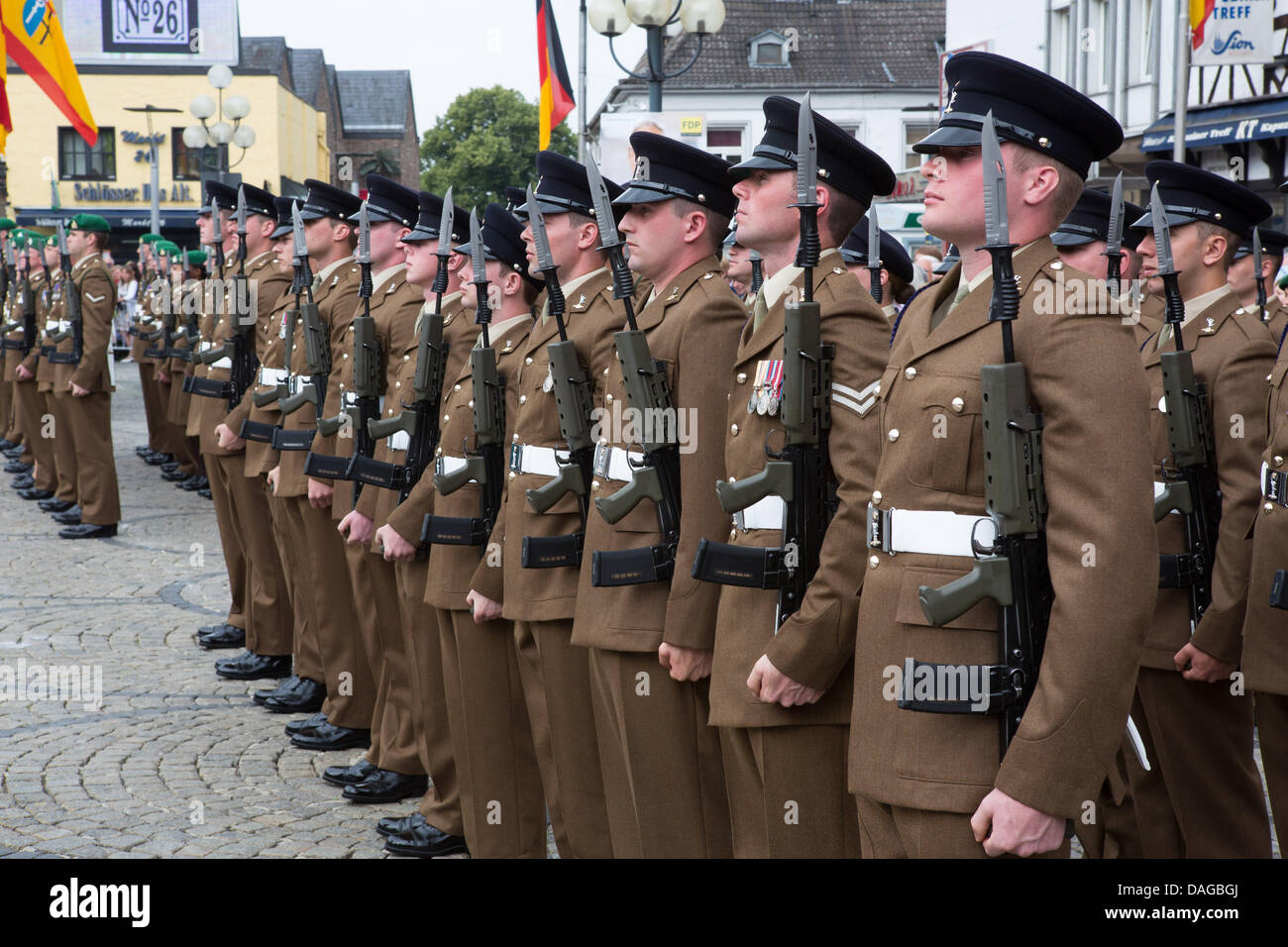 British troops stand to attention on parade in Mönchengladbach, Germany ...
