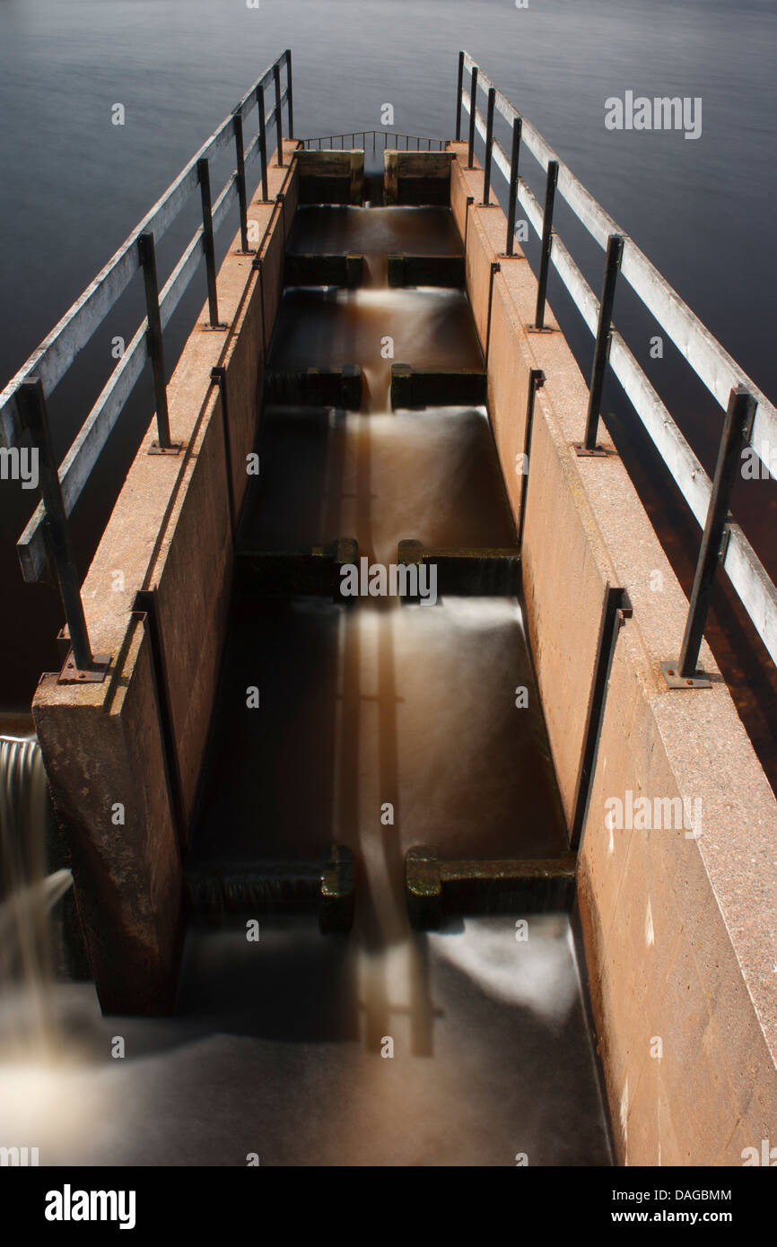 Closeup view of flowing water in a small spillway Stock Photo - Alamy