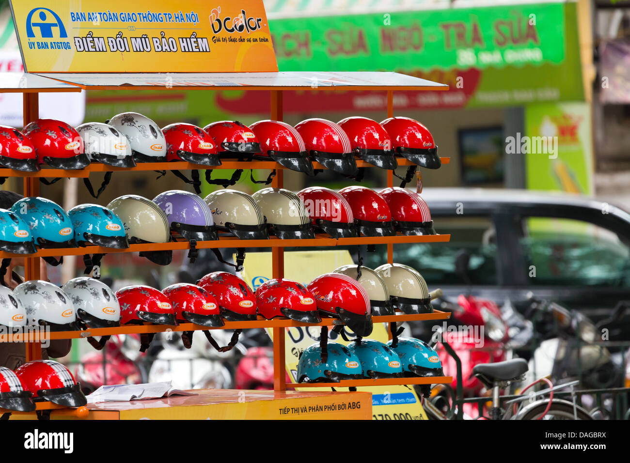 Typical Vietnamese Helmets in Hanoi, Vietnam Stock Photo - Alamy
