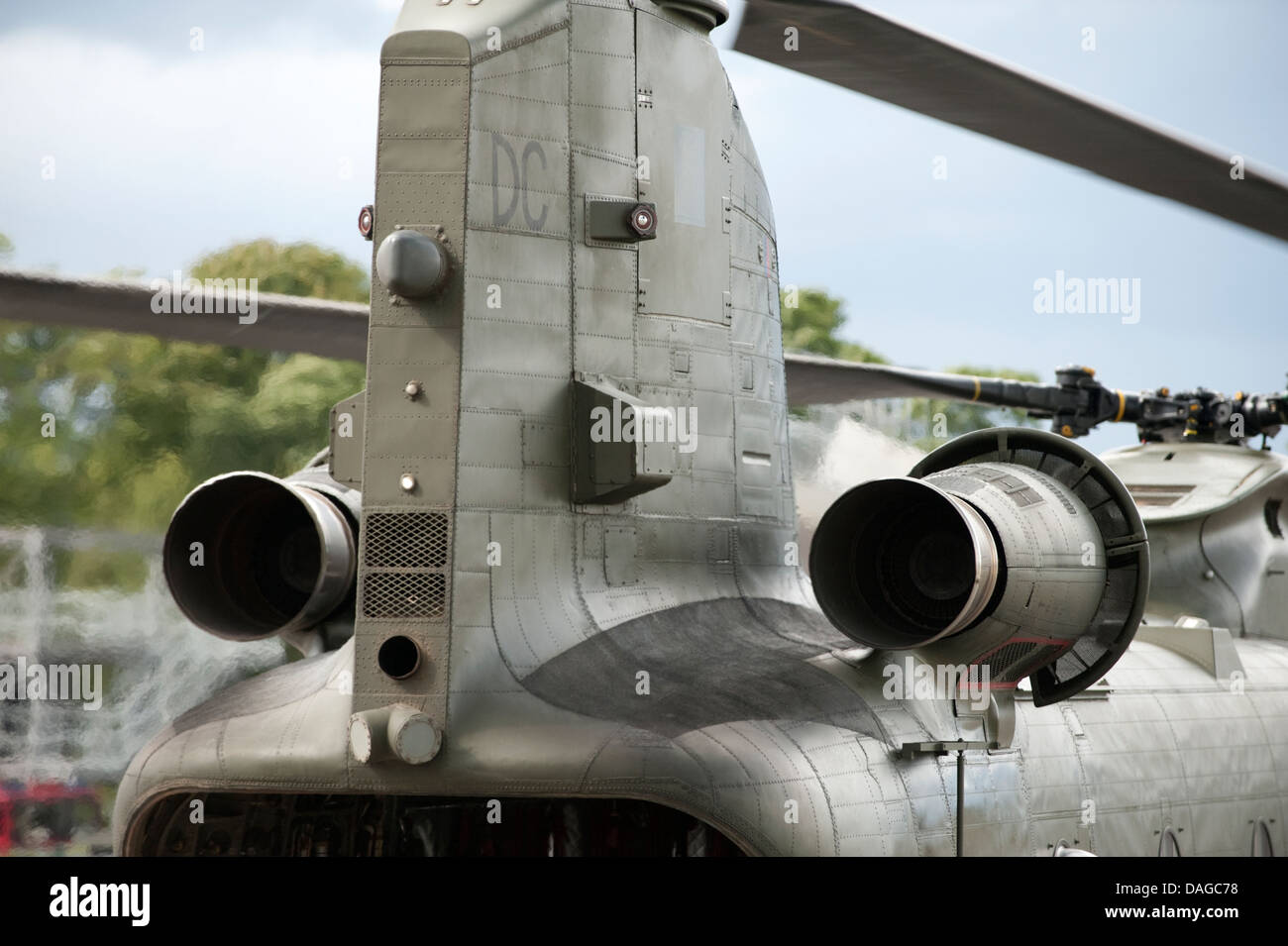 Chinook Helicopter engines close up Stock Photo - Alamy