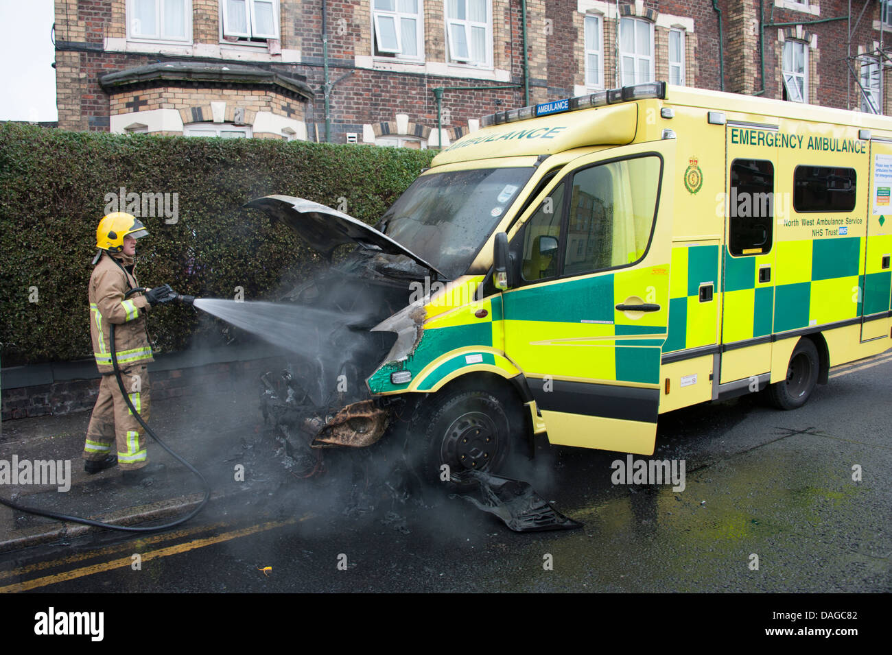 Paramedic Ambulance on fire Stock Photo - Alamy