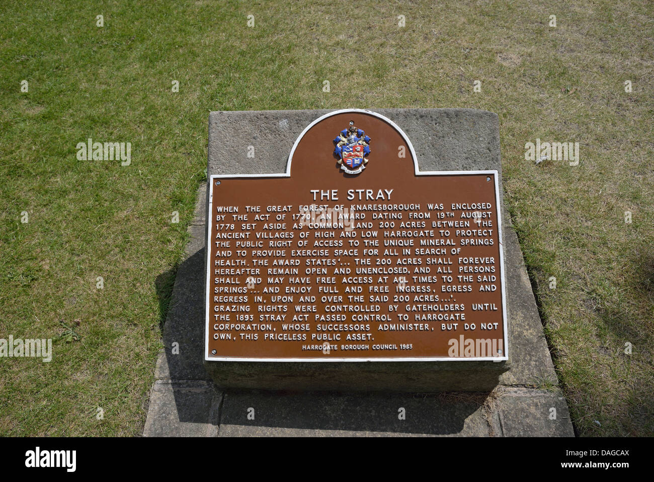 an engraving giving the history of The Stray in Harrogate, Yorkshire ...