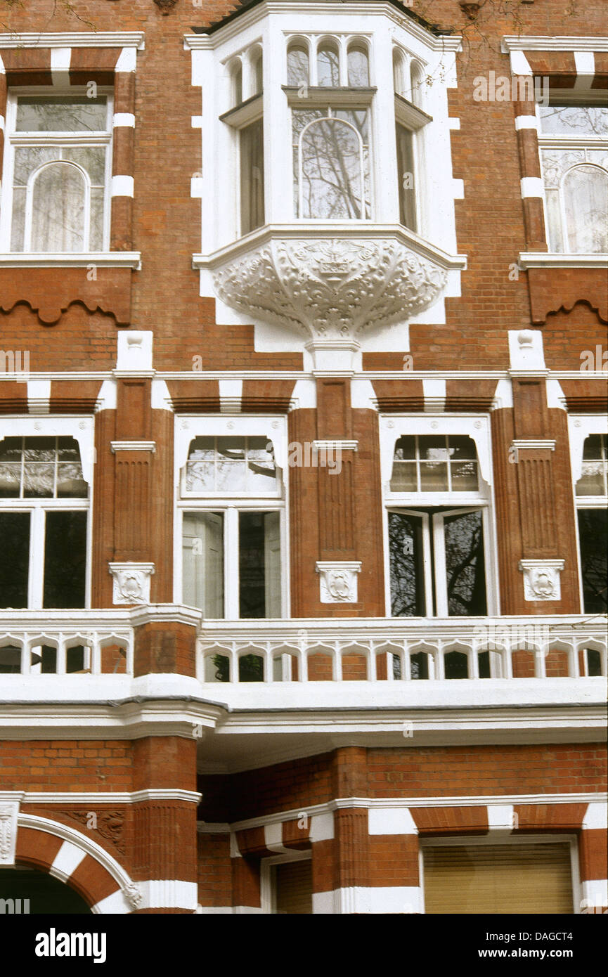 Exterior of Victorian mansion apartment block with balconies below ...