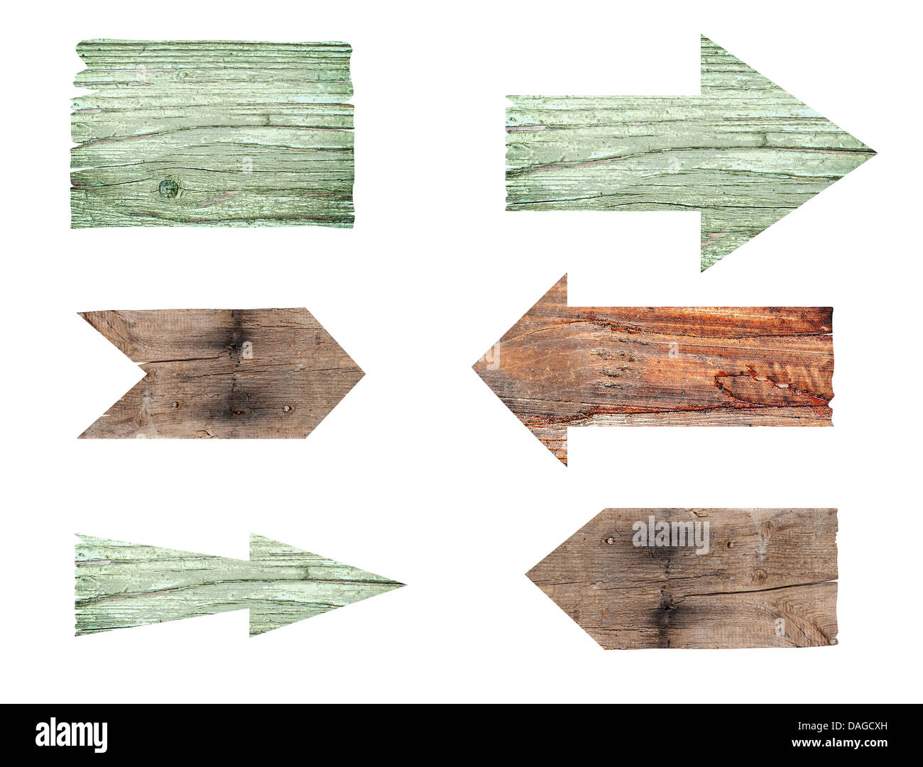 collection of various empty wooden sign on white background. each one ...