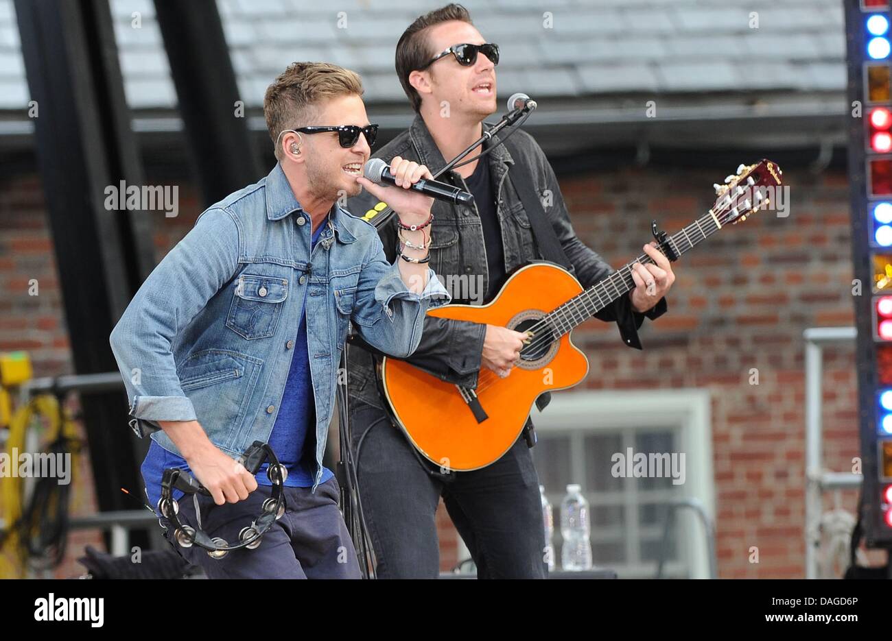 New York, NY. 12th July, 2013. One Republic, Ryan Tedder, Zach Filkins ...