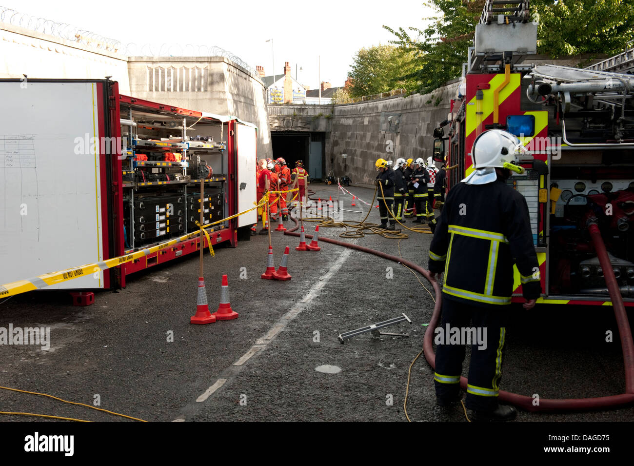 Firefighters at Tunnel Fire Exercise Stock Photo - Alamy