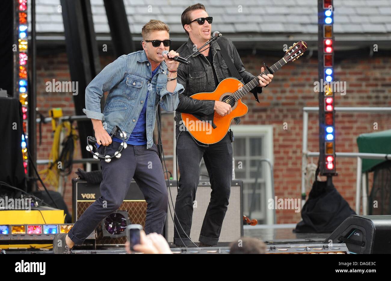 New York, NY. 12th July, 2013. One Republic, Ryan Tedder, Zach Filkins ...