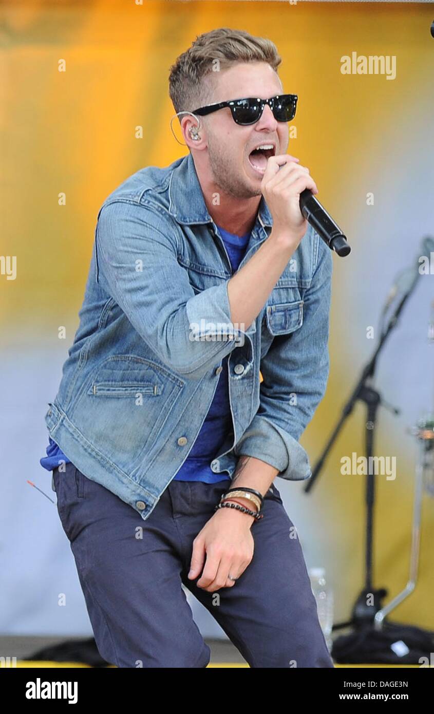 New York, NY. 12th July, 2013. One Republic, Ryan Tedder on stage for Good Morning America (GMA ...
