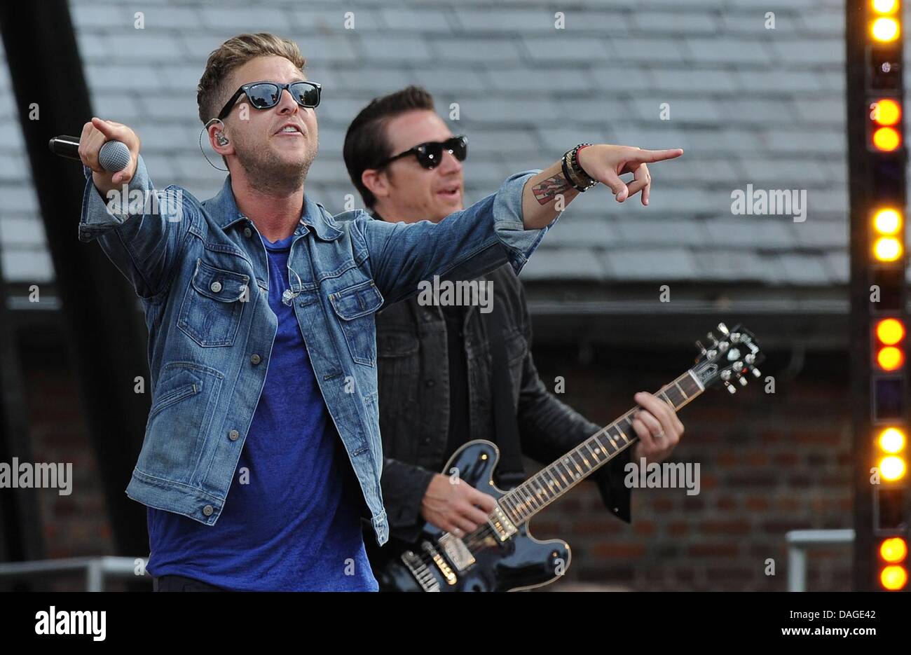 New York, NY. 12th July, 2013. One Republic, Ryan Tedder, Zach Filkins ...