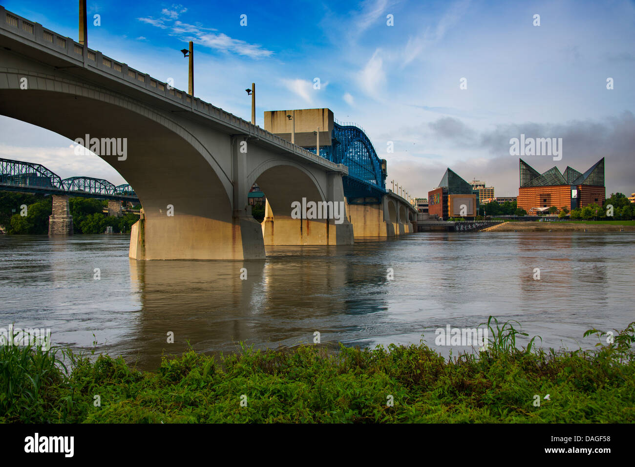 Downtown Chattanooga, Tennessee from across the Tennessee River Stock ...