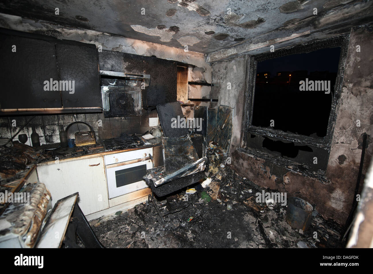 Severe Kitchen Cooker House Fire Burnt Destroyed Stock Photo - Alamy