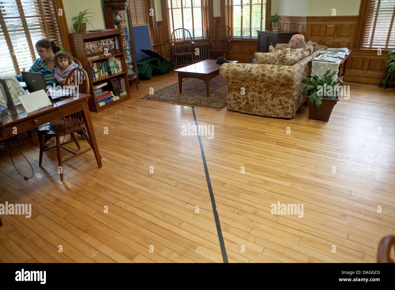 A black line marking the international border between the United States ...