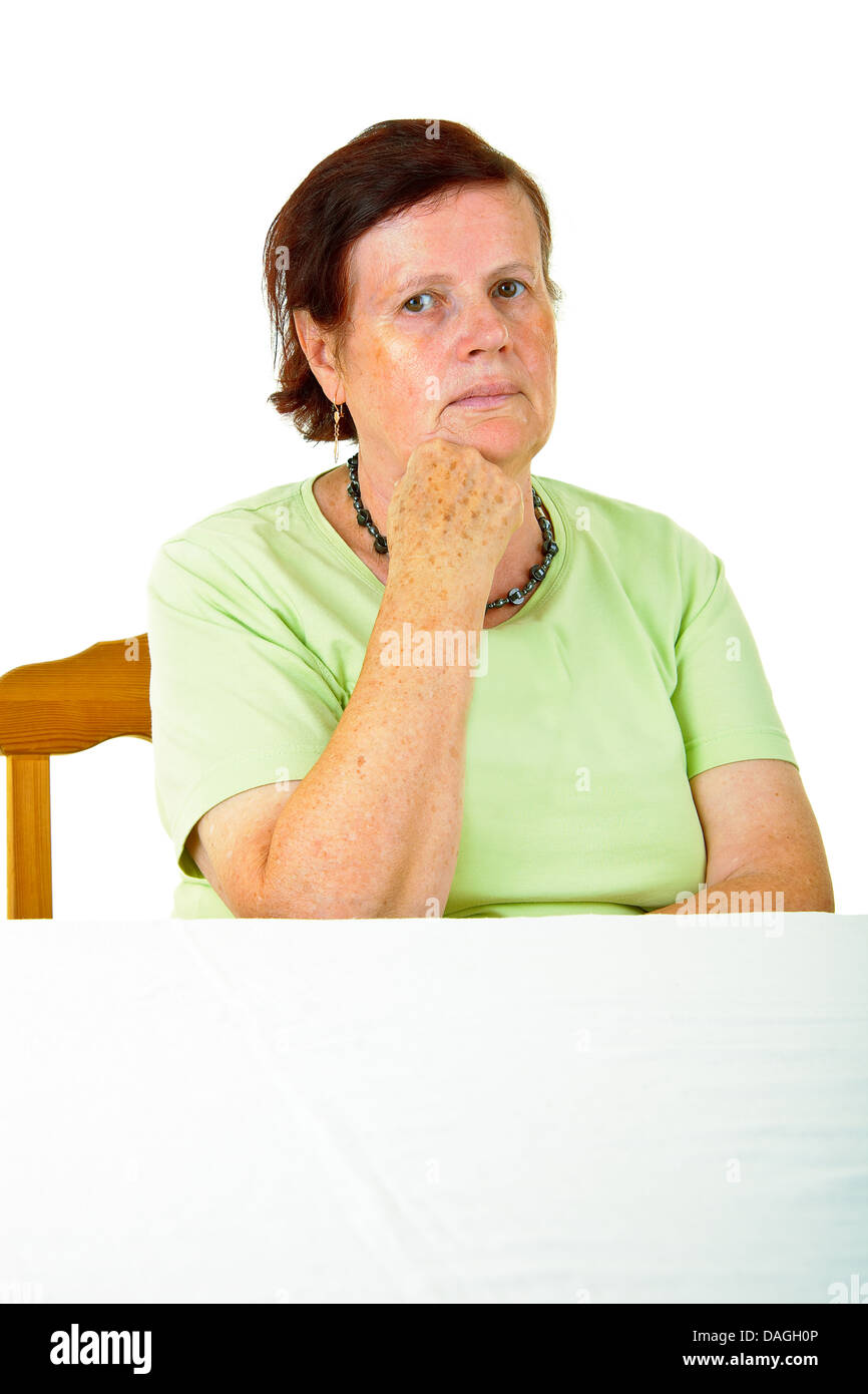 sad lonely pensive old senior woman Stock Photo - Alamy