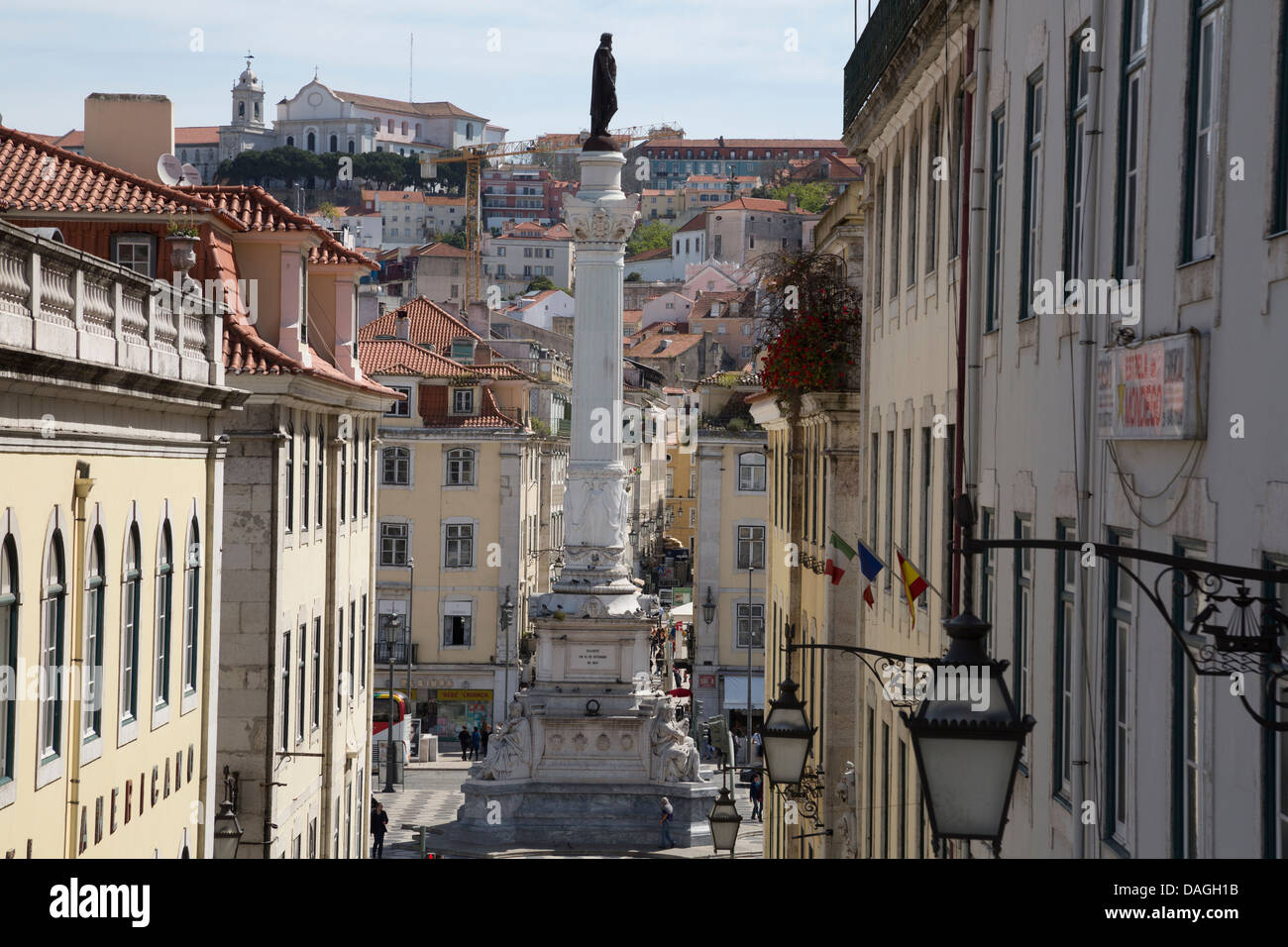 The statue of Dom Pedro IV sitiuated at Rossio Square in Lisbon ...