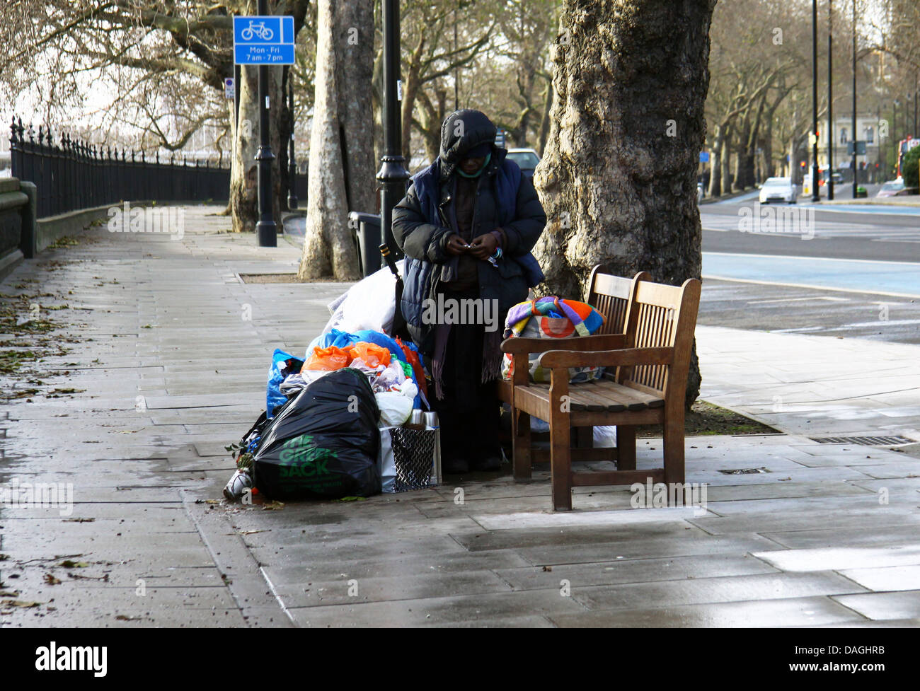 Bag lady homeless hi-res stock photography and images - Alamy